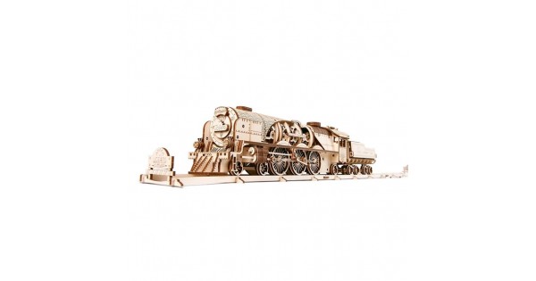 UGears V-Express Steam Train with Tender 3D Puzzle Mechanical Model Kit ...