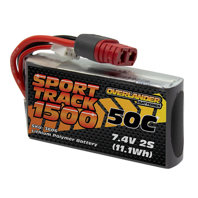 Overlander 1500mAh 7.4v 2S 50C Sport Track LiPo Battery with Deans ...
